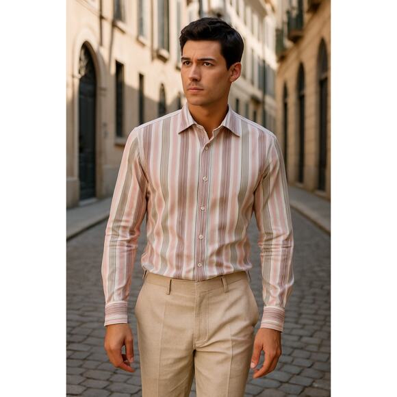 Etro | Shirts | Etro Milano Mens Dress Shirt 44 Made In Italy Pink ...
